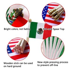 TSMD Mexico Stick Flag Mexican Small Mini Hand Held Flags,5x8 Inch,12 Pack