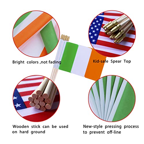 TSMD Ireland Stick Flag Irish Small Mini Hand Held Flags,5x8 Inch,12 Pack