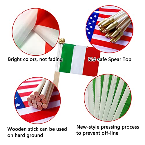 TSMD Italy Stick Flag Italian Small Mini Hand Held Flags,5x8 Inch,12 Pack