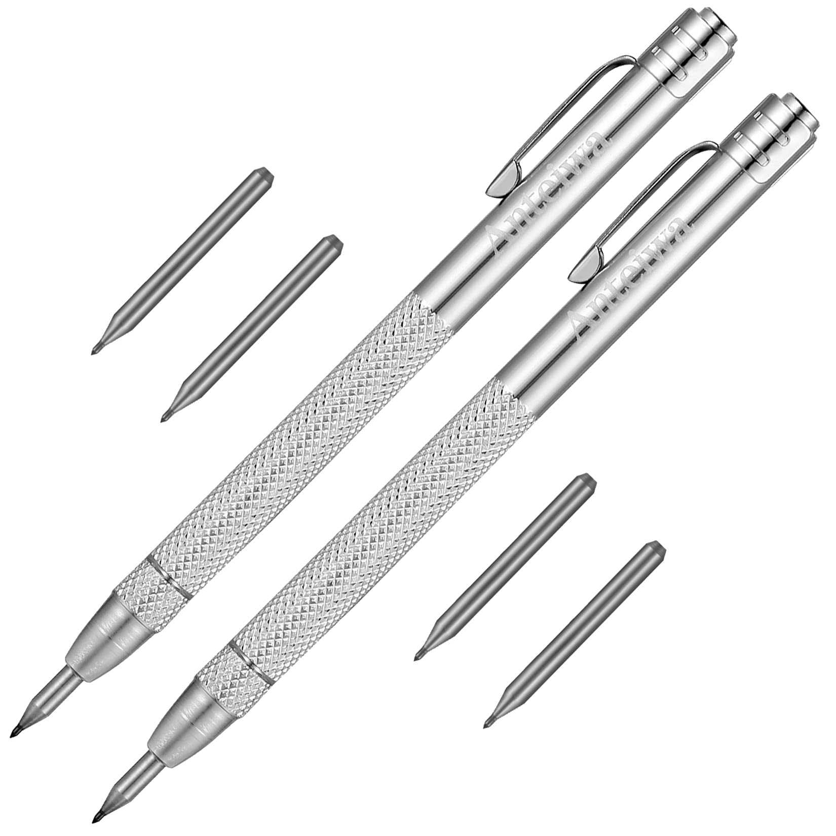 Anteiwa Scribe Tool Tungsten Carbide Scriber Marking Tools with Magnet and Clip Extra 4 Replacement Marking Tip Engraving Pen 2 Pack Aluminium Etching Machinist Pen for Glass/Ceramics/Metal