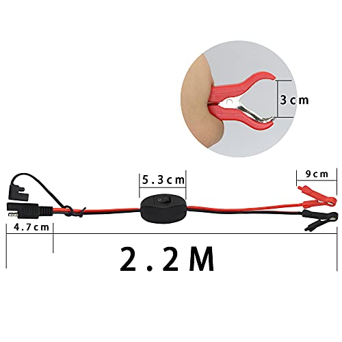 PNGKNYOCN SAE to Battery Alligator Clip 12V 16AWG Wire Harness SAE with Switch Quick Release Adapter to Alligator Clips Quick Disconnect Cable（2M）