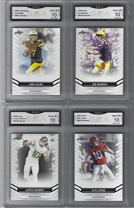 josh allen joe burrow justin herbert & mac jones leaf 4 rookie card lot graded gem mint 10 hot quarterbacks