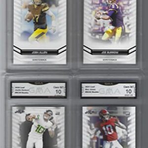 JOSH ALLEN JOE BURROW JUSTIN HERBERT & MAC JONES LEAF 4 ROOKIE CARD LOT GRADED GEM MINT 10 HOT QUARTERBACKS