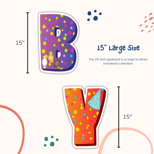 Provyl Happy Birthday Yard Sign with Stakes | 17 Pieces: 13 Big Letters 2 Decorations and 2 Personalized Custom Boards | Premium Quality Waterproof Material for Outdoor