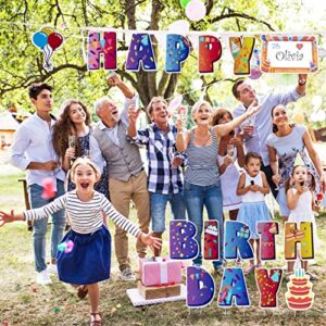 Provyl Happy Birthday Yard Sign with Stakes | 17 Pieces: 13 Big Letters 2 Decorations and 2 Personalized Custom Boards | Premium Quality Waterproof Material for Outdoor