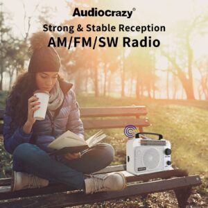 AM/FM/SW1/SW2 Radio Transistor Radio AC or Battery Operated with Best Reception Big Speaker and Precise Tuning Knob with AUX in & 3.5mm Earphone Jack