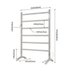 NORTTA Freestanding Towel Warmer 6 Bars Plug-in Option 3 Working Modes Brushed Stainless Steel 24” W 34” H