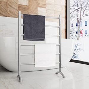 NORTTA Freestanding Towel Warmer 6 Bars Plug-in Option 3 Working Modes Brushed Stainless Steel 24” W 34” H