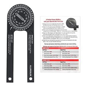 yourcare miter saw protractor angle finder, 7 inch aluminum miter protractor, 360 degree high precision miter angle finder, angle protractor tool woodworking, crown molding, baseboard, black (1 pack)