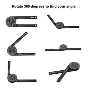 YOURCARE Miter Saw Protractor Angle Finder, 7 Inch Aluminum Miter Protractor, 360 Degree High Precision Miter Angle Finder, Angle Protractor Tool Woodworking, Crown Molding, Baseboard, Black (1 Pack)