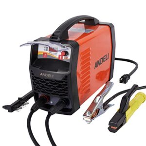 andeli 160a arc welder inverter dc mma portable welding machine kit igbt technology, 110v/220v dual voltage hot start welding machine orange plastic case