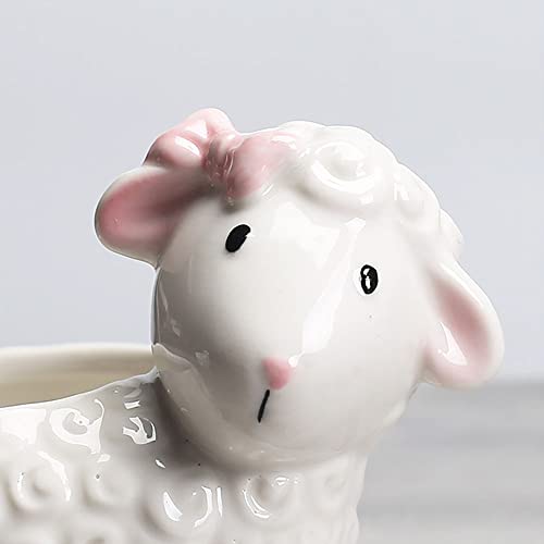 YONGYAN Cute Sheep Flower Pot Statue Decoration Ceramics Garden Planters Containers Pot Bookshelf Office Desktop Decor