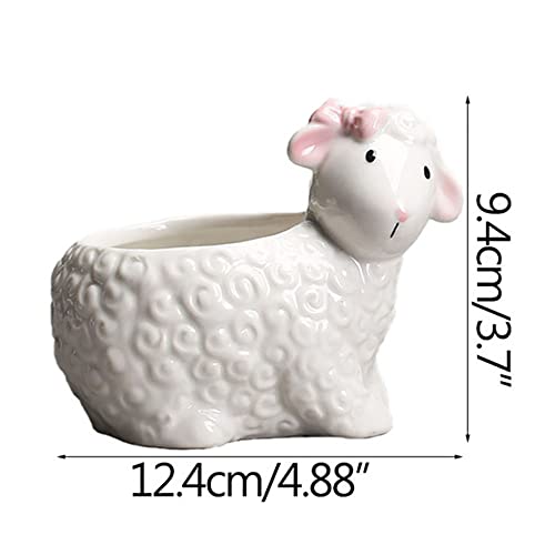 YONGYAN Cute Sheep Flower Pot Statue Decoration Ceramics Garden Planters Containers Pot Bookshelf Office Desktop Decor