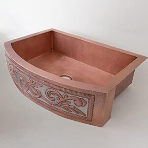 Copper Farmhouse Round Apron Kitchen Sink Silver Design