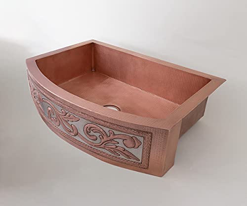 Copper Farmhouse Round Apron Kitchen Sink Silver Design