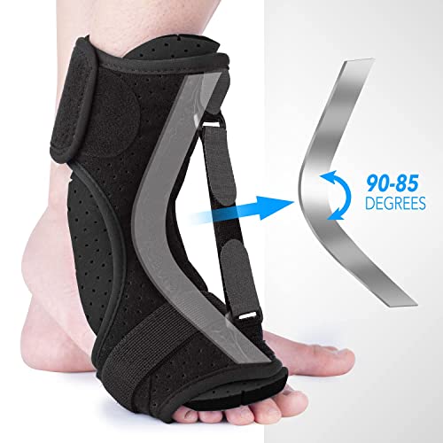 AiBast 2021 New Upgraded Black Night Splint for Plantar Fascitis, Adjustable Ankle Brace Foot Drop Orthotic Brace for Plantar Fasciitis, Arch Foot Pain, Achilles Tendonitis Support for Women, Men