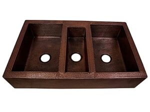 copper triple bowl farmhouse kitchen sink