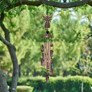 Angel Wind Chimes Outdoor, Waterproof Brass Retro Windchimes with 4 Aluminum Tubes, Wind Bells Memorial Wind Chime Mom's Gift for Home Garden, Yard, Patio Decor (Angel)