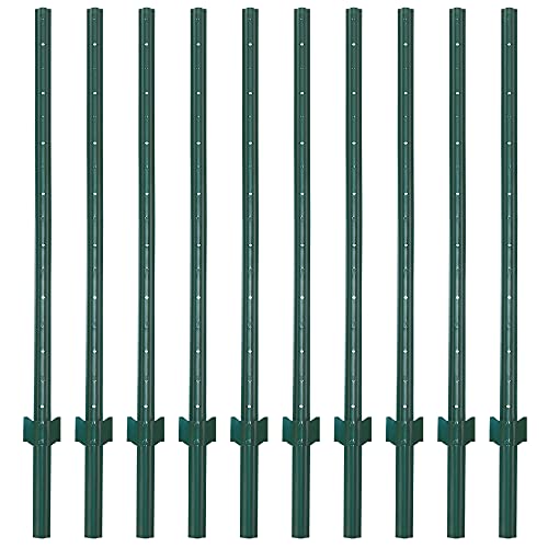 LADECH 3-4-5-6-7 Feet Sturdy Duty Metal Fence Post – Garden U Post for Fencing - 10 Pack (6 Feet)