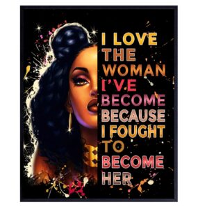 african american wall art motivational poster 8x10 - black art - wall art black women - positive inspirational quotes decor - encouragement gifts for african american women - afrocentric wall art