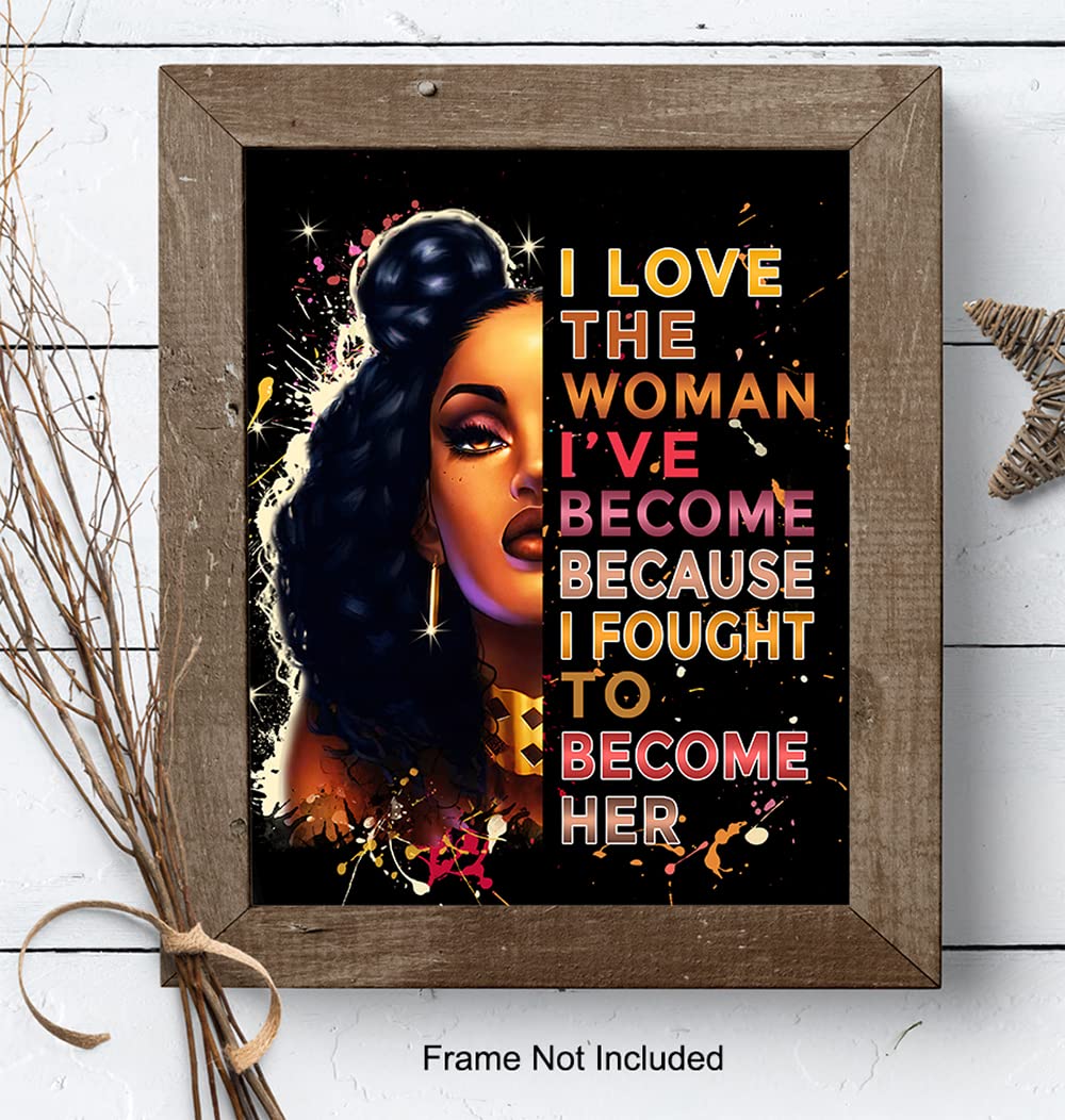 African American Wall Art Motivational Poster 8x10 - Black Art - Wall Art Black Women - Positive Inspirational Quotes Decor - Encouragement Gifts for African American Women - Afrocentric Wall Art