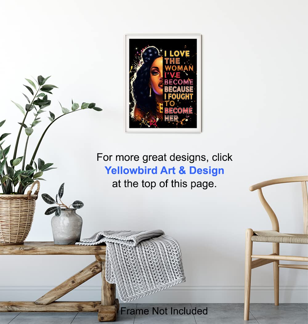 African American Wall Art Motivational Poster 8x10 - Black Art - Wall Art Black Women - Positive Inspirational Quotes Decor - Encouragement Gifts for African American Women - Afrocentric Wall Art