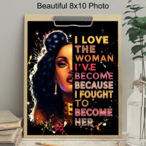 African American Wall Art Motivational Poster 8x10 - Black Art - Wall Art Black Women - Positive Inspirational Quotes Decor - Encouragement Gifts for African American Women - Afrocentric Wall Art