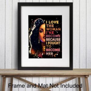 African American Wall Art Motivational Poster 8x10 - Black Art - Wall Art Black Women - Positive Inspirational Quotes Decor - Encouragement Gifts for African American Women - Afrocentric Wall Art