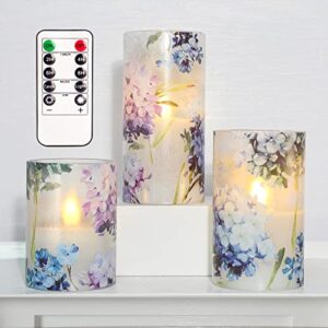 gorge moment flameless candles led flicker with remote dim blue violet hydrangea love theme spring summer decorative glass decor wedding date proposal dinner table home thanksgiving gift for lover