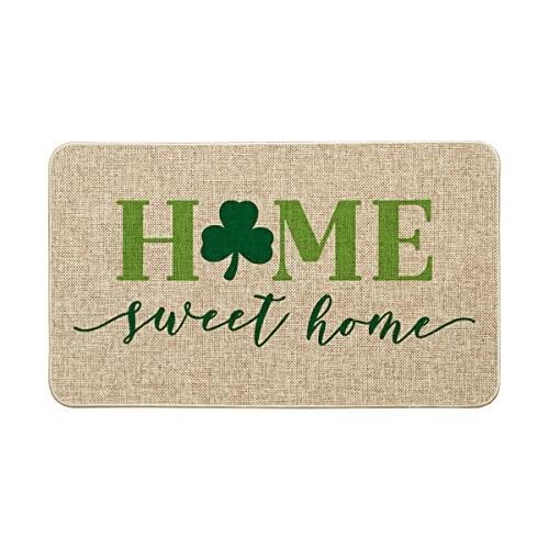 Artoid Mode Sweet Home Green Shamrock Doormat, Seasonal Holiday St. Patrick's Day Low-Profile Yard Floor Switch Mat for Indoor Outdoor 17 x 29 Inch