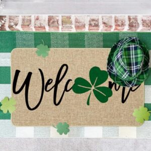 Artoid Mode Shamrock Welcome Doormat, Seasonal Holiday St. Patrick's Day Low-Profile Yard Floor Switch Mat for Indoor Outdoor 17 x 29 Inch