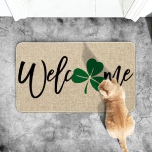 Artoid Mode Shamrock Welcome Doormat, Seasonal Holiday St. Patrick's Day Low-Profile Yard Floor Switch Mat for Indoor Outdoor 17 x 29 Inch