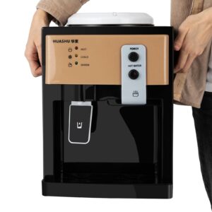 top loading water cooler dispenser, desktop water dispenser, hot & cold water coolers, countertop water cooler dispenser with hot cold and room temperature water champagne gold and black