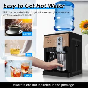 Top Loading Water Cooler Dispenser, Desktop Water Dispenser, Hot & Cold Water Coolers, Countertop Water Cooler Dispenser with Hot Cold and Room Temperature Water Champagne Gold and Black