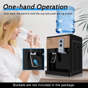 Top Loading Water Cooler Dispenser, Desktop Water Dispenser, Hot & Cold Water Coolers, Countertop Water Cooler Dispenser with Hot Cold and Room Temperature Water Champagne Gold and Black