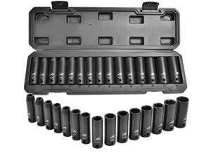 aain 15-piece 1/2 inch drive metric deep impact socket set，6-point,10mm to 24mm 1/2 socket set, a029