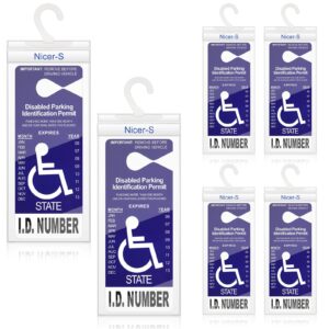 6 pieces handicap parking placard holder transparent pvc disabled parking permit placard protectors 11.8 x 5 inch handicap card holder placard protective holder cover with large hanger (6)