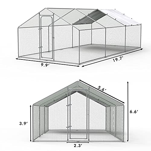 LEMBERI Metal Large Chicken Coop, Spire Shape Walk-in Poultry Chicken Hen cage, Rabbits Duck Cages with Waterproof and Anti-Ultraviolet Cover for Outside,Backyard and Farm