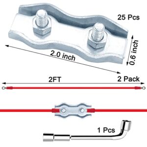 GradenNow Upgraded 25 PCS M5 Poly Rope Connector Wires Splicer Galvanized Steel Connector Kit for Electric Fences + 3 PCS Polyrope to Polyrope Connector Silicone Copper Conductive Wires + Sleeve Tool