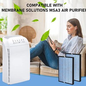 Ganteny MSA3 MSA3S True HEPA Filter Replacement Compatible with MSA3 MSA3S Membrane Solutions 3-in-1 Air Cleaner Purifier, 2 Pack