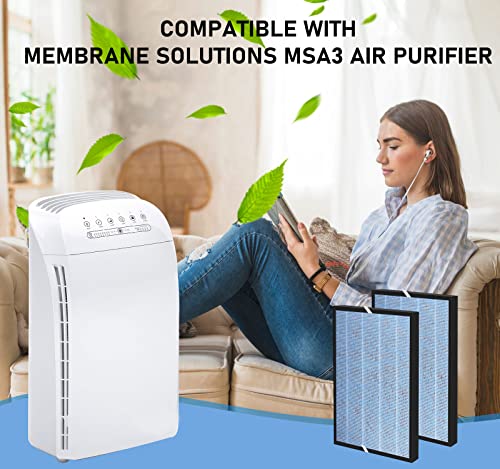 Ganteny MSA3 MSA3S True HEPA Filter Replacement Compatible with MSA3 MSA3S Membrane Solutions 3-in-1 Air Cleaner Purifier, 2 Pack