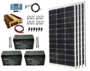 windynation 400 watt monocrystalline solar panel kit + 1500w vertamax power inverter + 300ah agm deep cycle battery for rv, boat, off-grid 12 volt battery systems