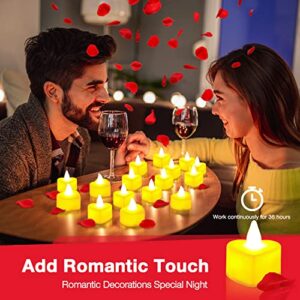 hatisan 2000 Pcs Artificial Rose Petal with 24 Pcs Romantic LED Candle Flameless Rose Petals for Romantic Night for Him Set, Romantic Candles Valentine's Day Anniversary Wedding Honeymoon (Heart)