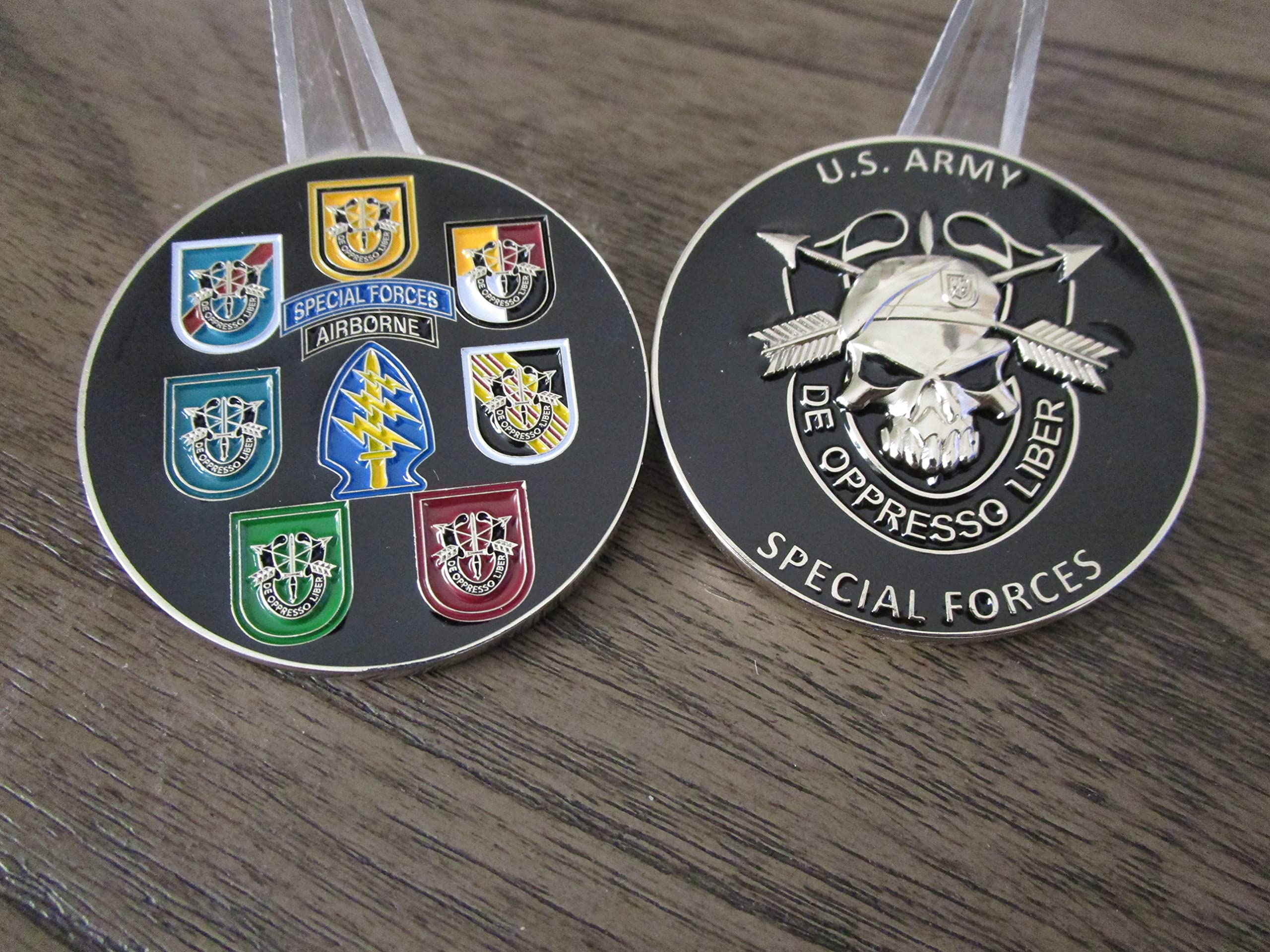 Oneworldtreasures United States Army Special Forces Group Airborne SFG A Green Berets Skull Challenge Coin