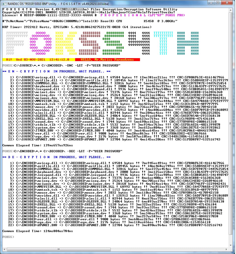 RANDEC FOKSS4th PRO Version File Encryption and Decryption Software based on Aladdin HASP Parallel Port (LPT) HASP4 M1 Security Key