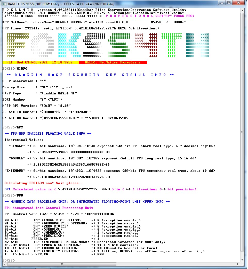 RANDEC FOKSS4th PRO Version File Encryption and Decryption Software based on Aladdin HASP Parallel Port (LPT) HASP4 M1 Security Key