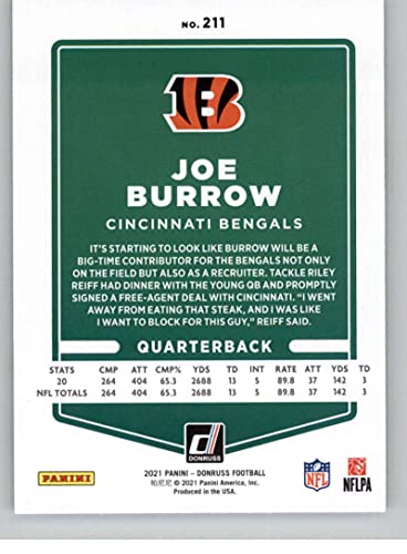 2021 Donruss Photo Variation #211 Joe Burrow Cincinnati Bengals NFL Football Card NM-MT