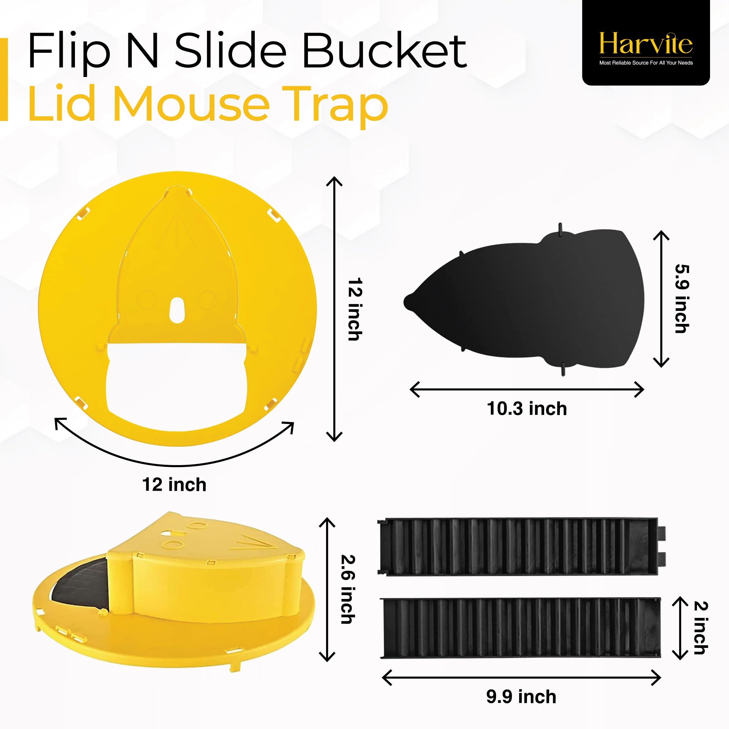 Second Generation, Flip n Slide Bucket Lid Mouse Trap - Indoor Outdoor, 5 Gallon Bucket Compatible, Multi Catch, Auto Reset, Slide Bucket Lid Mouse Rat with Ramp