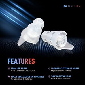 Mumba Musicians Ear Plugs, Upgraded High Fidelity Ear Plugs in Samller Size, 25dB Concert Earplugs Reduce Noise for All Frequency, High Decibel Ear Plugs for Musicians, Festival, DJ’s