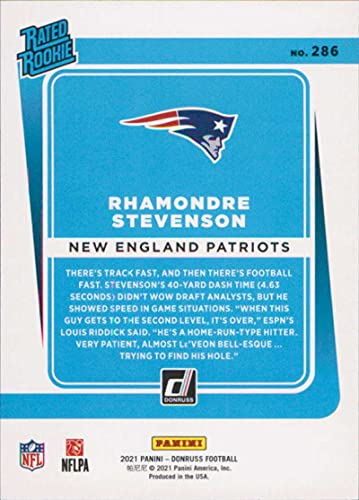 2021 Donruss #286 Rhamondre Stevenson New England Patriots Rated Rookies NFL Football Card (RC - Rookie Card) NM-MT